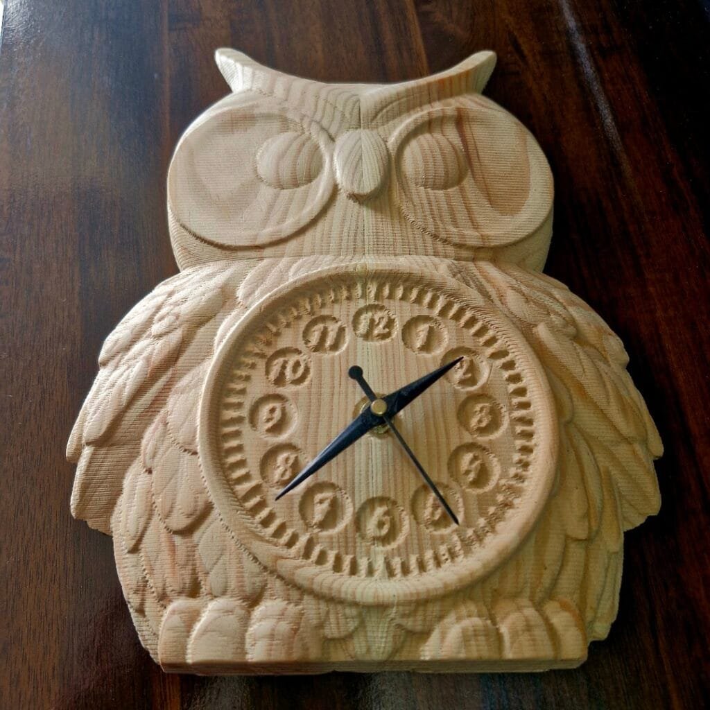 Wooden Engraved Antique Owl Wall Clock | Timeless Elegance