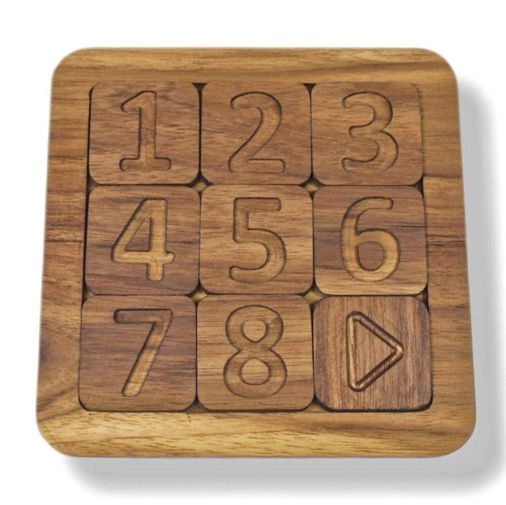 Compact Wooden Number Slide Puzzle For Engaging Fun