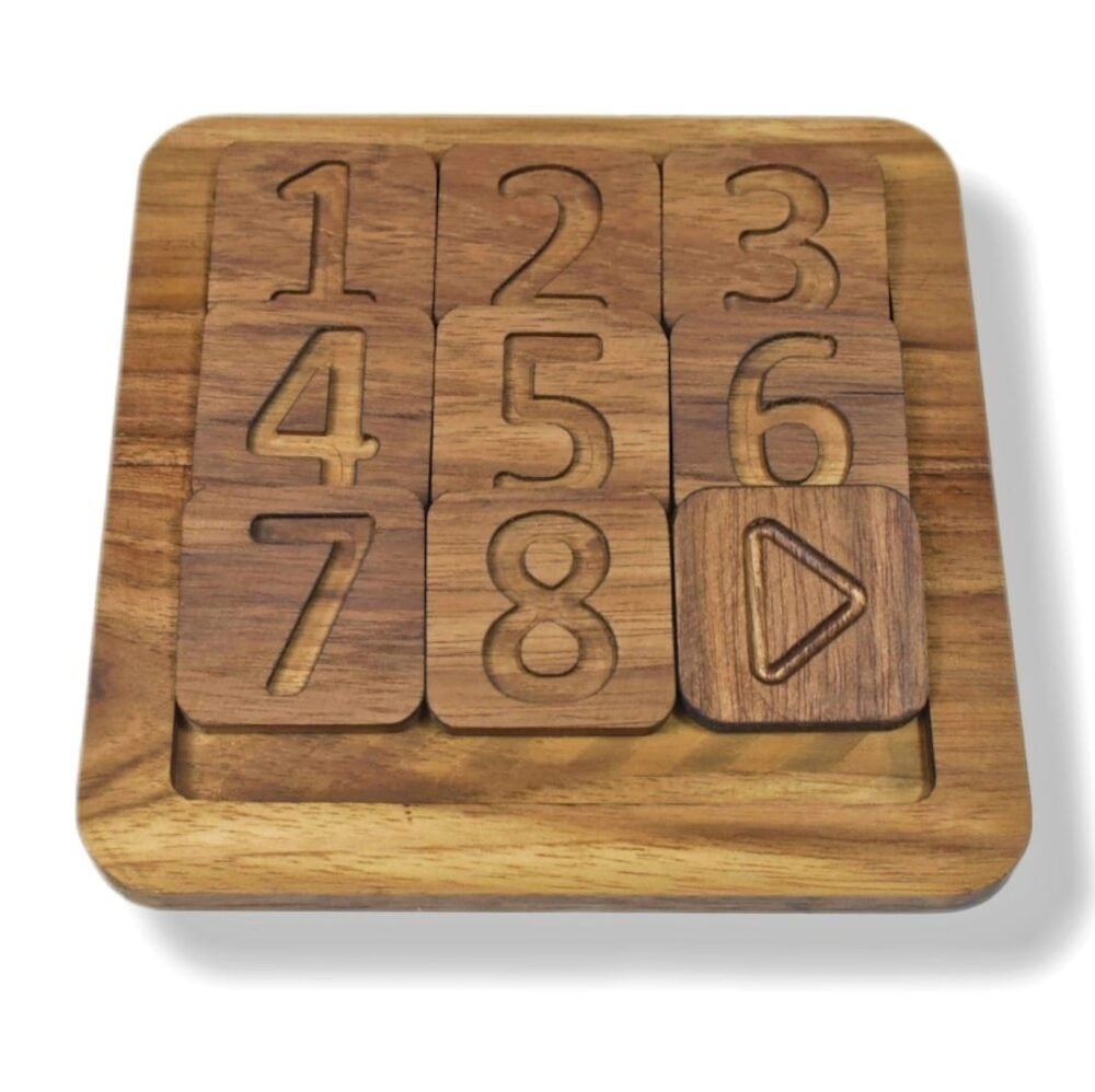 Compact Wooden Number Slide Puzzle For Engaging Fun