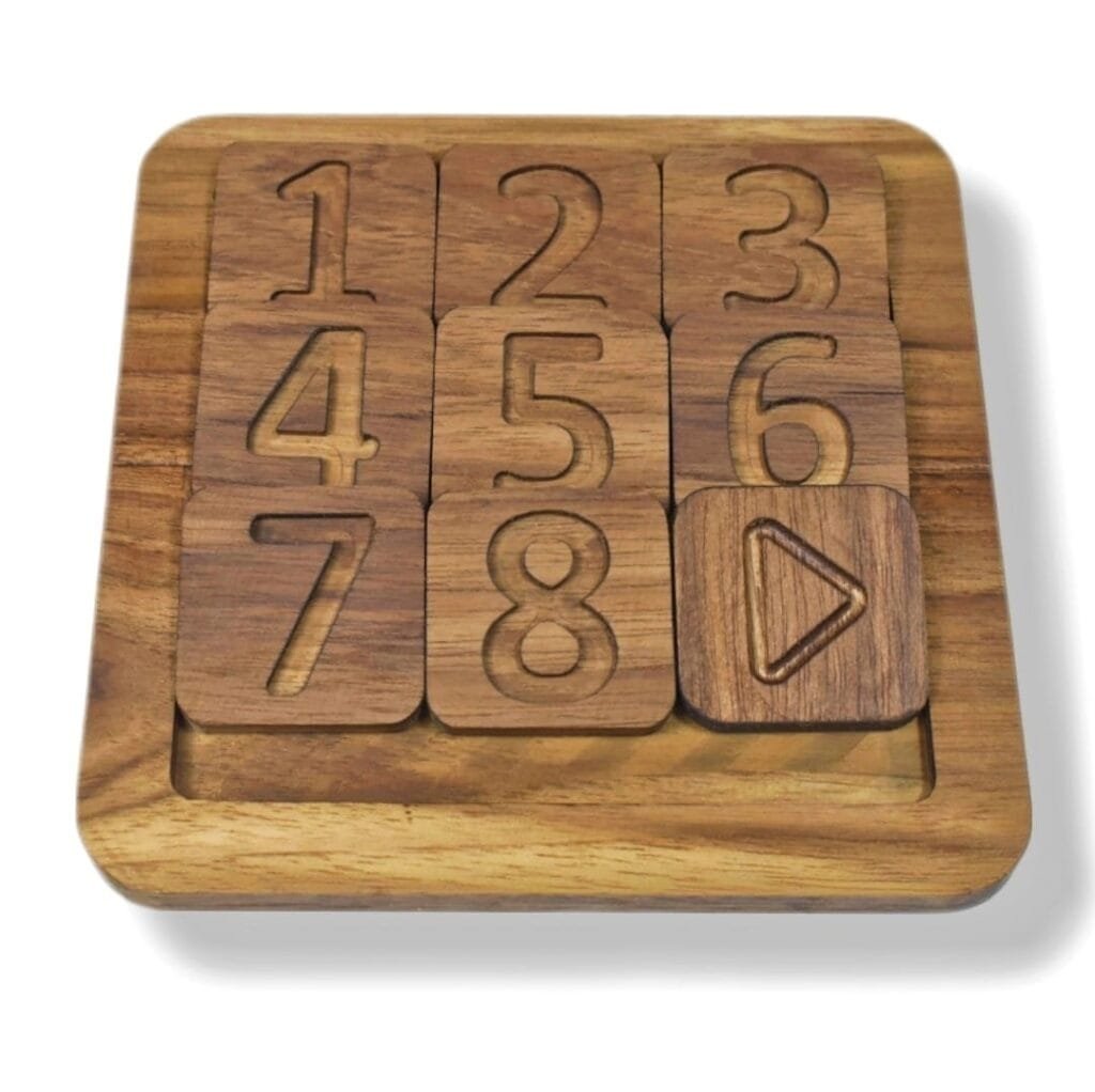 Compact Wooden Number Slide Puzzle For Engaging Fun