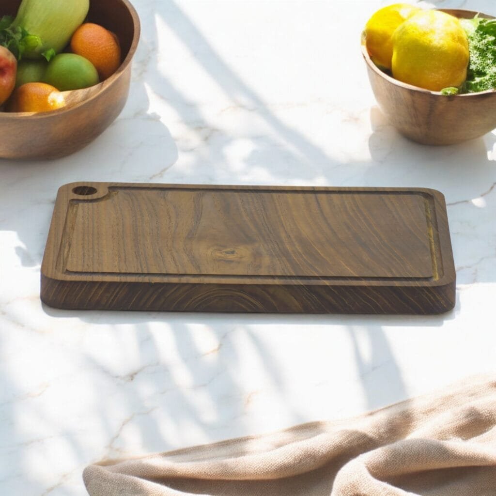 Premium Sagwan Chopping Board | Single Block Wood | Round Corner Design ...