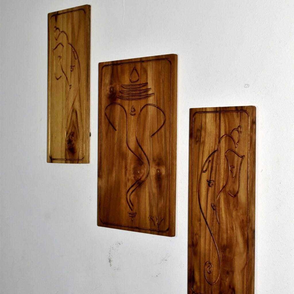Wooden Shree Ganesha Wall Frame | Spiritual Home Decor